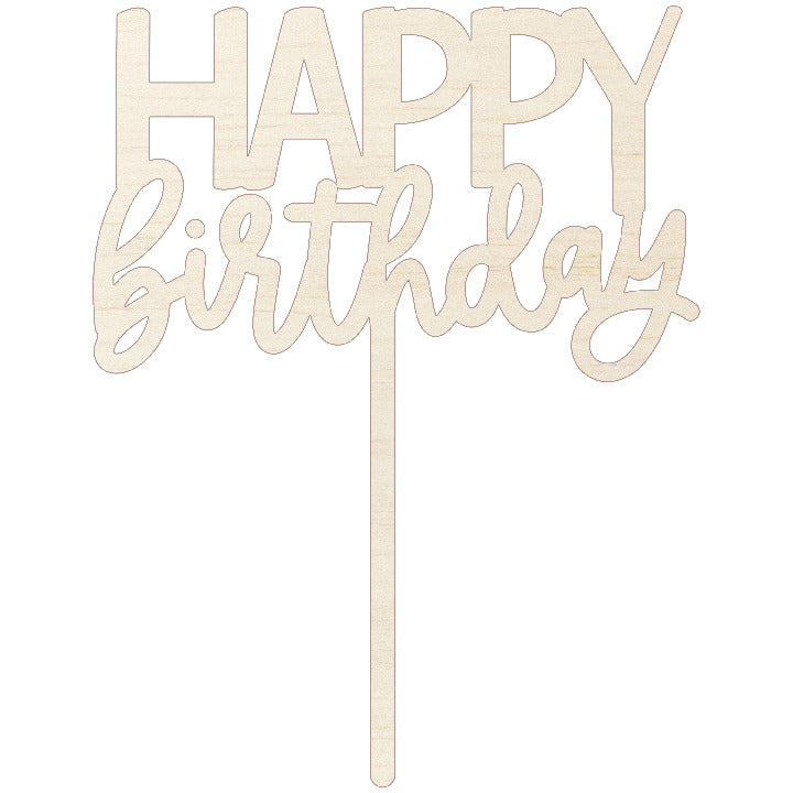 Wood Happy Birthday Cake Topper 1 ct. | Party Stop
