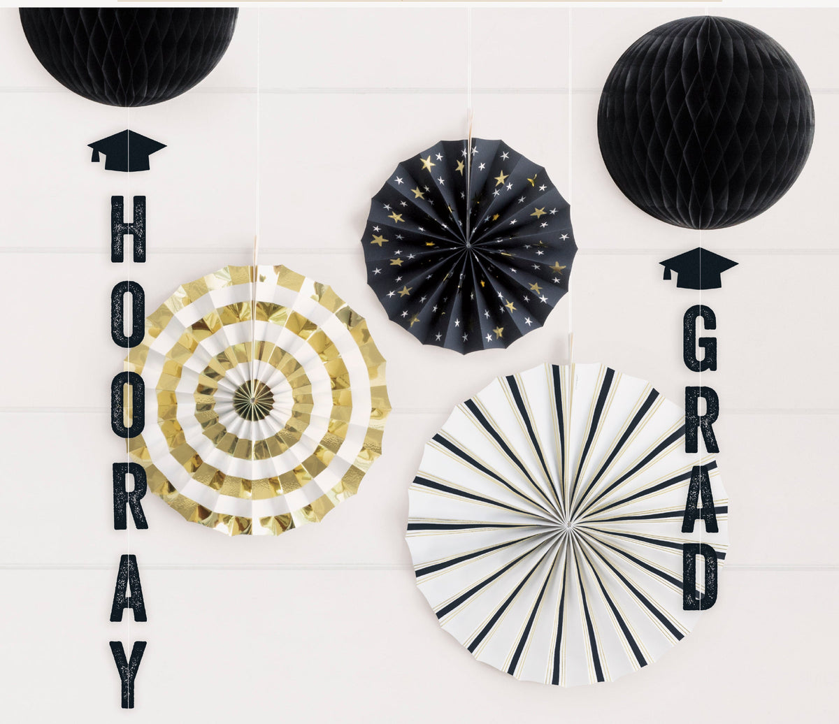 Hooray Grad Honeycomb Fan Decorating Kit| Party Stop