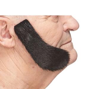 L SHAPED SIDEBURNS FAKE MUTTON CHOPS REALISTIC BLACK| Party Stop