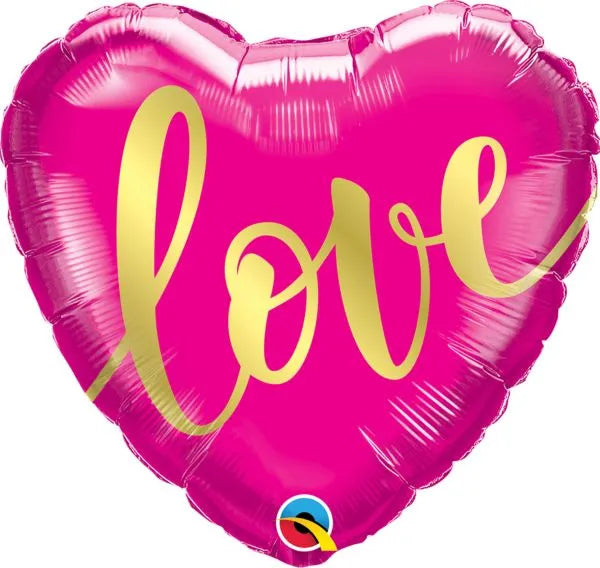 18" Love Gold Heart Shaped Foil Balloon| Party Stop