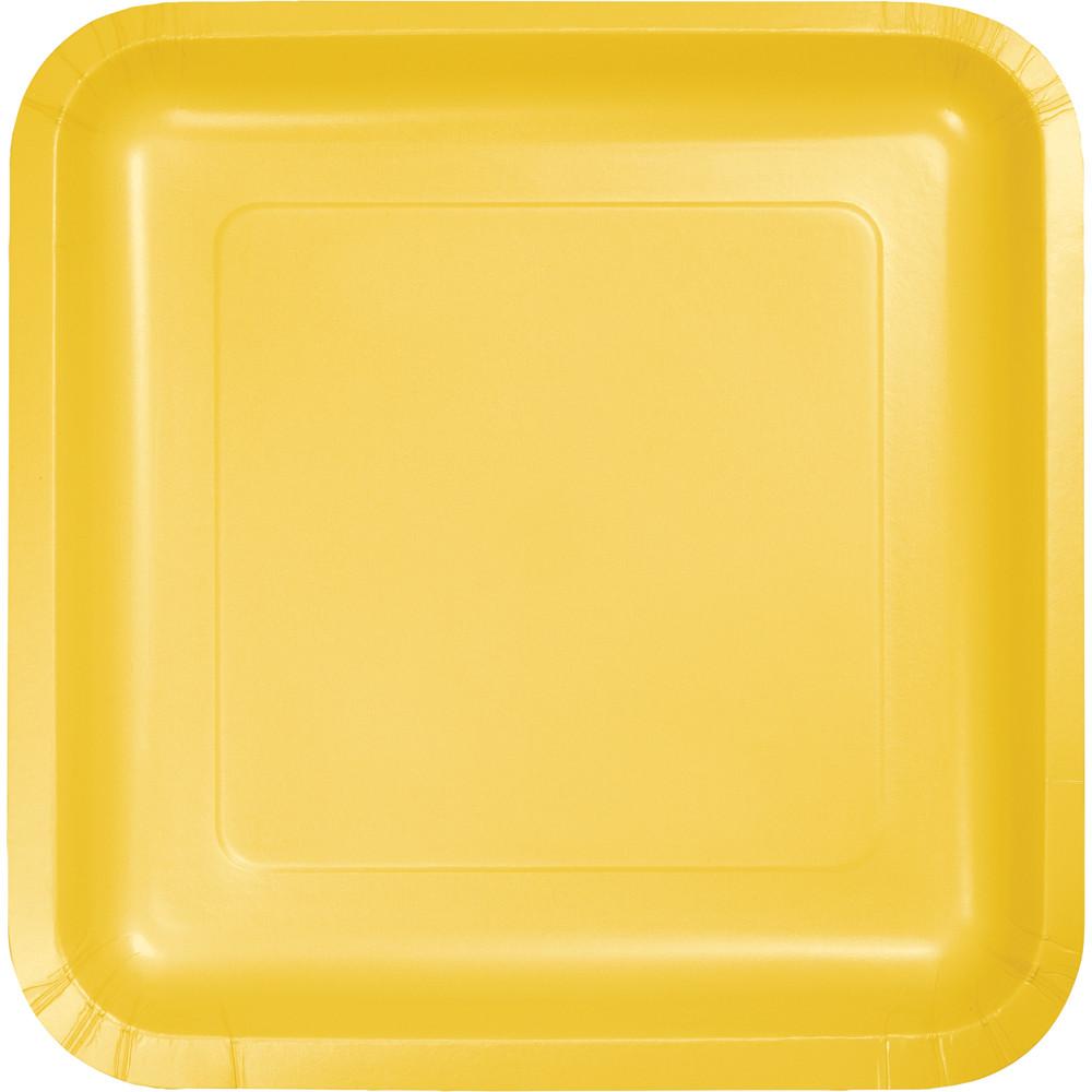 7 in. School Bus Yellow Square Paper Plates 18 ct. | Party Stop