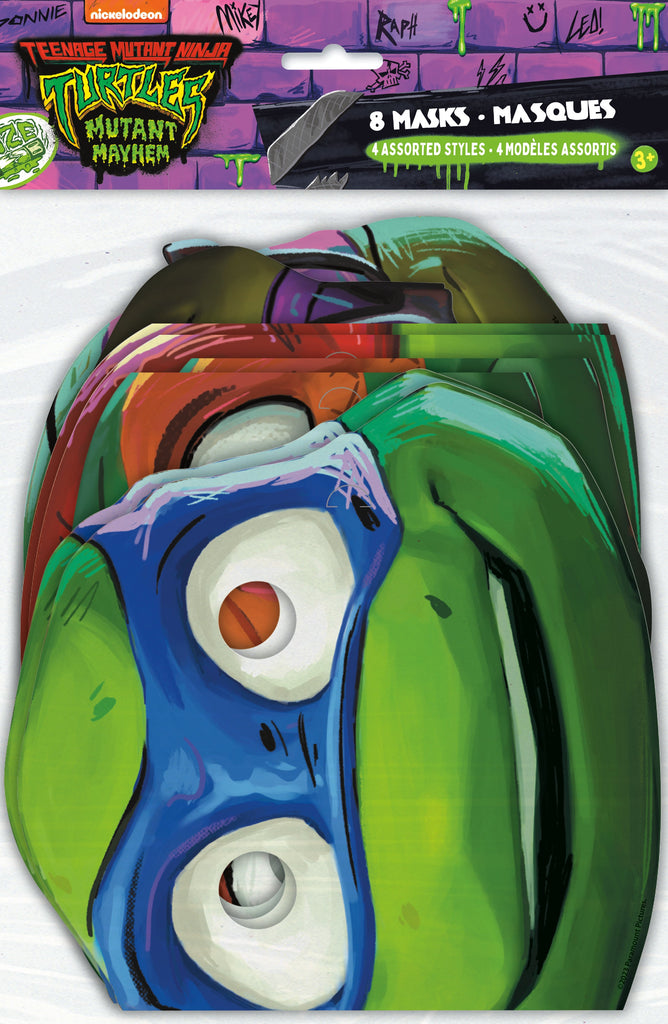 TMNT Mutant Mayhem Assorted Paper Masks 8ct | Party Stop