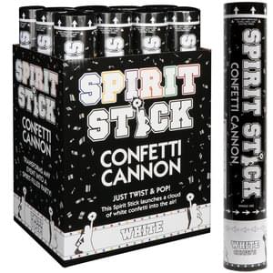 12" CONFETTI SPIRIT STICK - White| Party Stop
